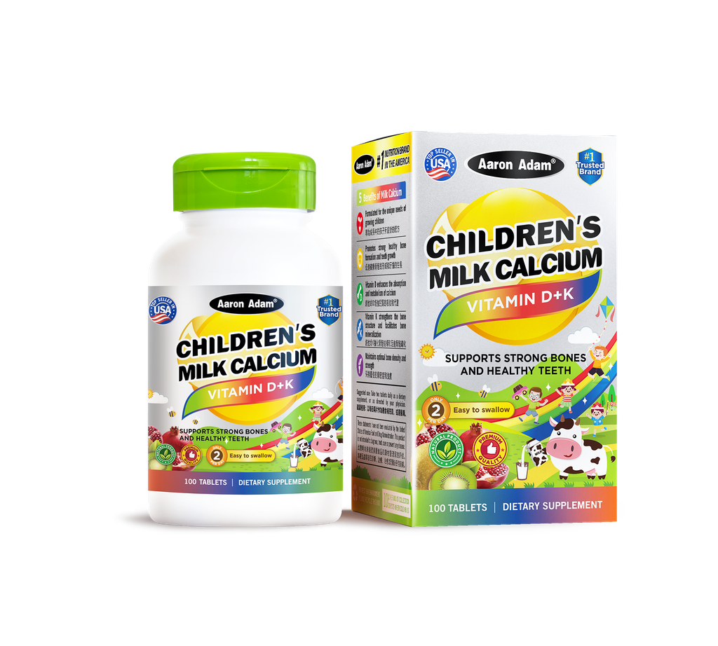 Children's Milk Calcium (Vitaomin D+K) - 100 Tablets | Aaron Adam